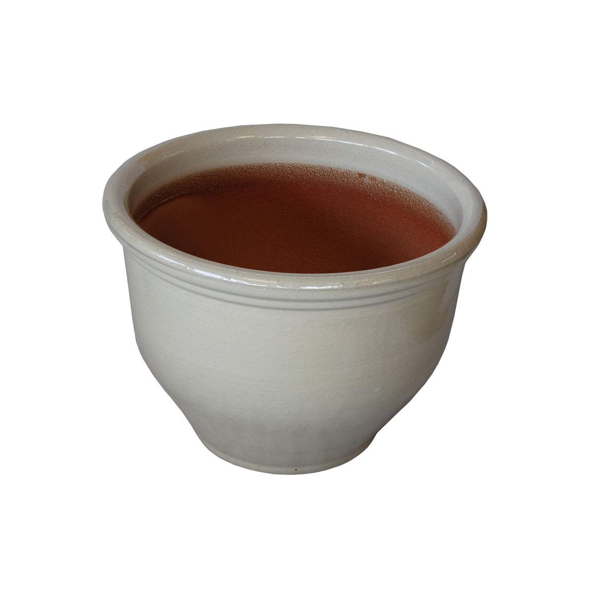 NTB-10013 Round Rim Ceramic Pot White Glazed Finish Height 38cm Diamet ...